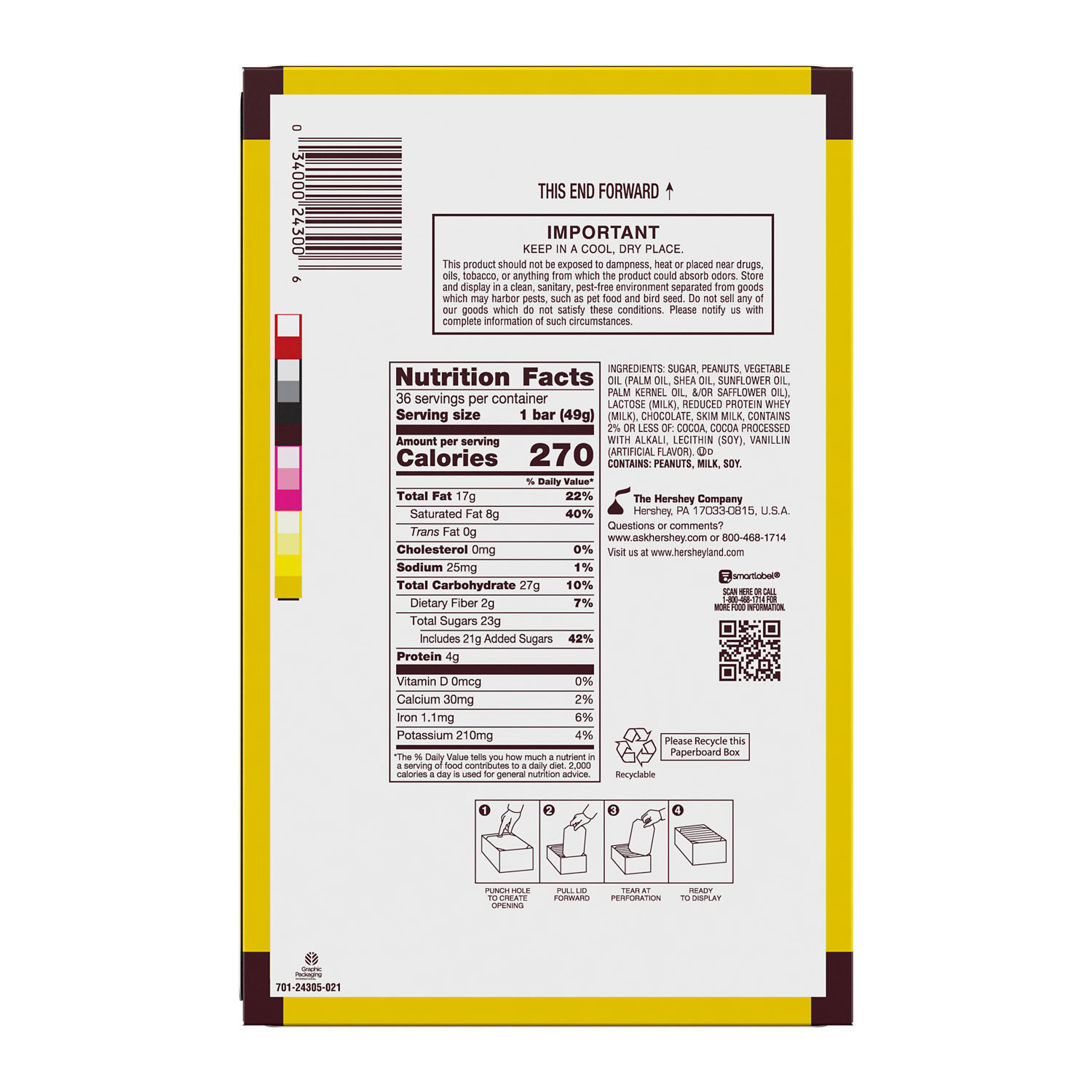 HERSHEY'S MR. GOODBAR Chocolate with Peanuts Candy Bars, 1.75 oz (36 Count)