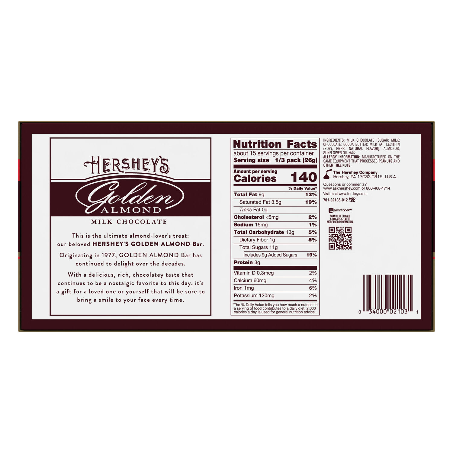 GOLDEN ALMOND Milk Chocolate Bar | 5-Pack Candy Bars