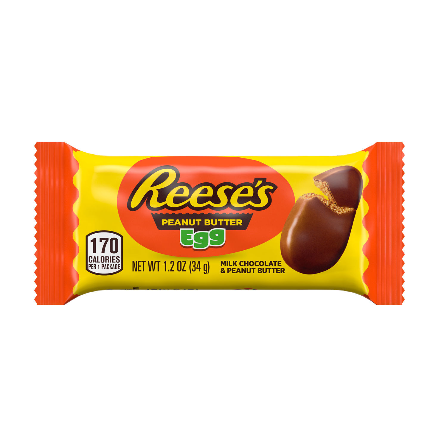 REESE'S Milk Chocolate Peanut Butter Egg, Easter Candy Pack, 1.2 oz