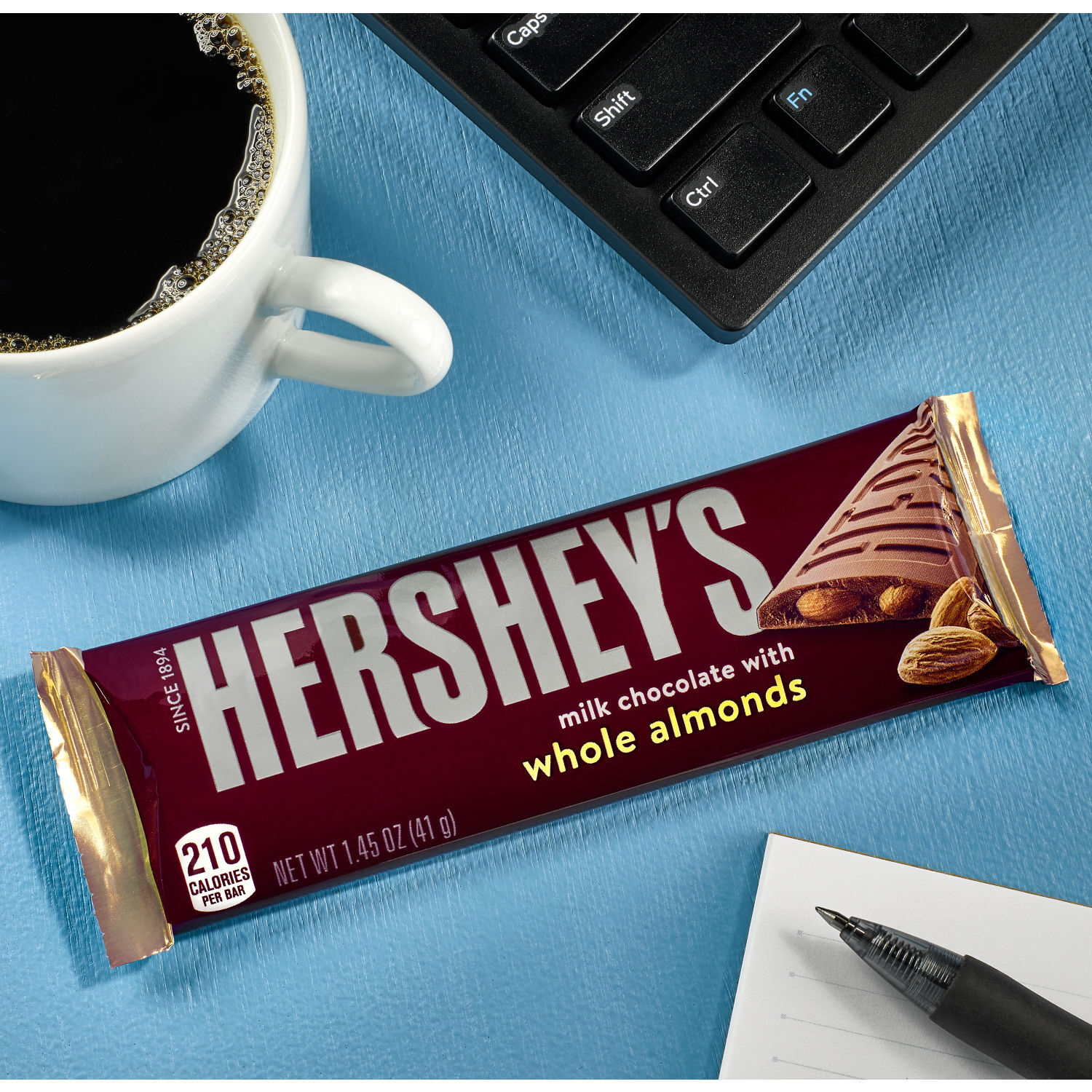 HERSHEY'S Milk Chocolate with Whole Almonds Candy Bars, 1.45 oz (6 Count)