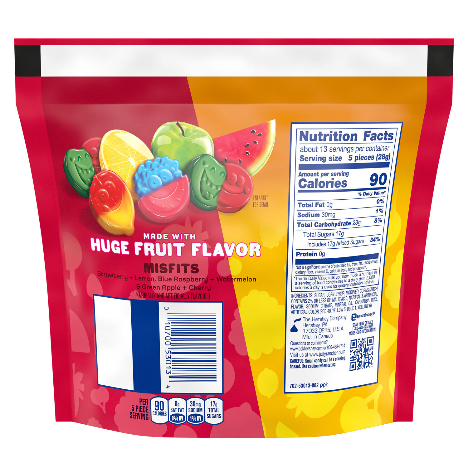 JOLLY RANCHER Gummies Misfits 2-in-1 Fruit Flavored Candy Bag, 13 oz