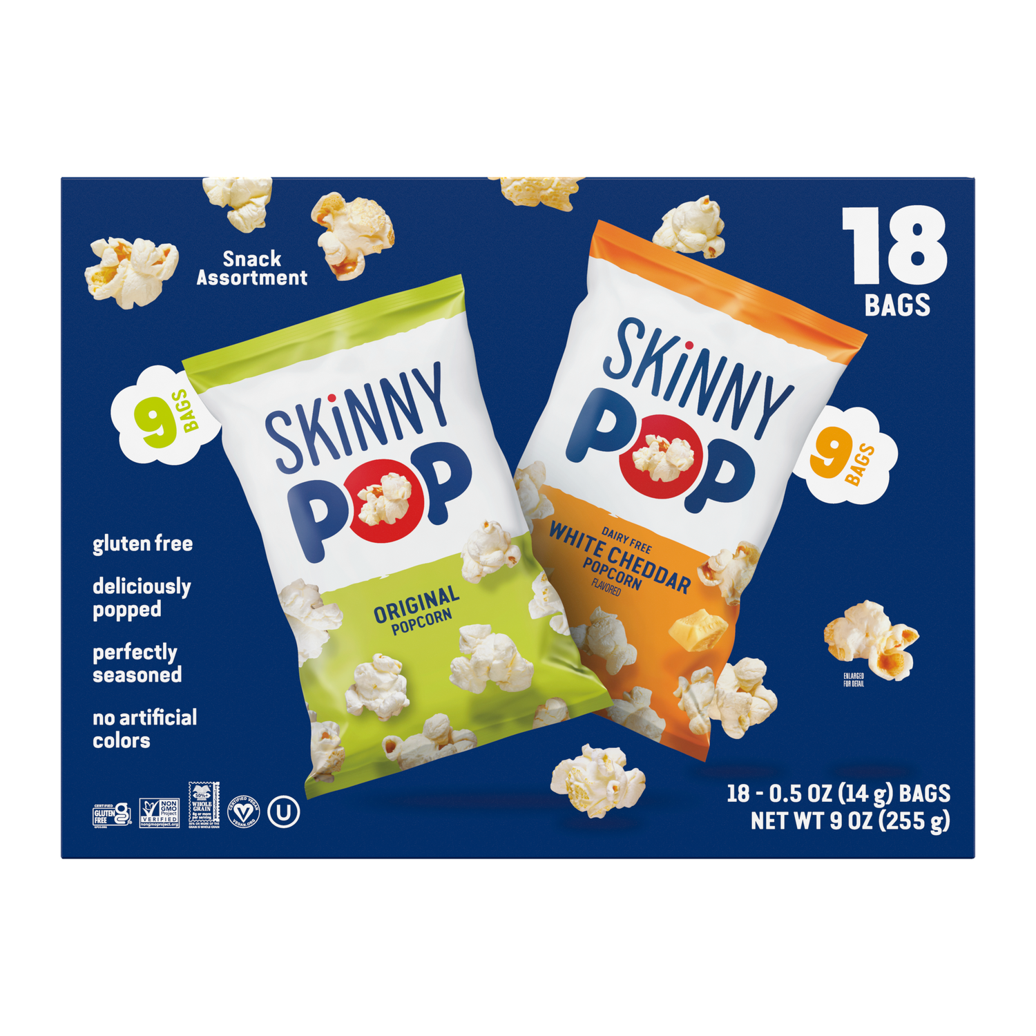 SKINNYPOP Original and SKINNYPOP Dairy-Free White Chedder Popcorn 18 ...
