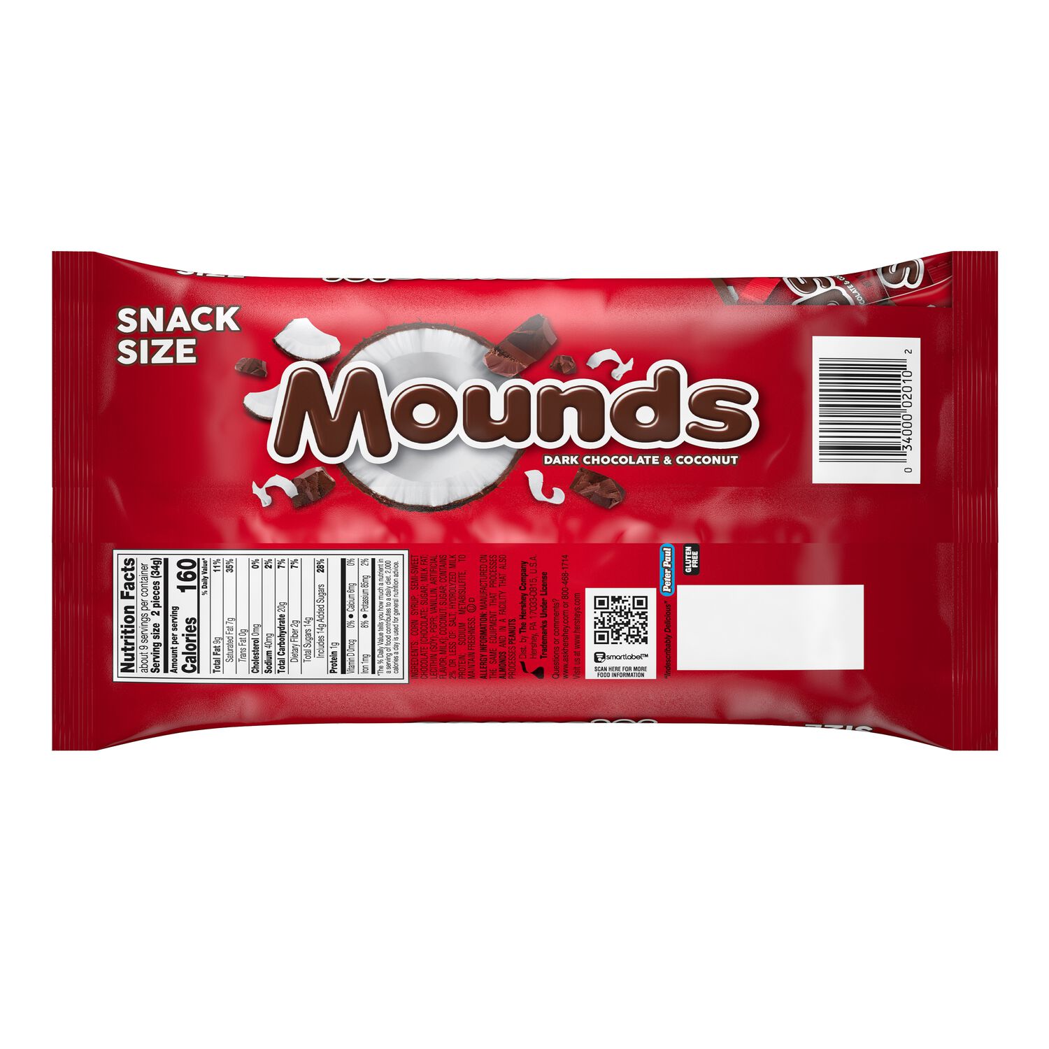 MOUNDS MOUNDS Dark Chocolate and Coconut Snack Size, Candy Bars Bag, 11 ...
