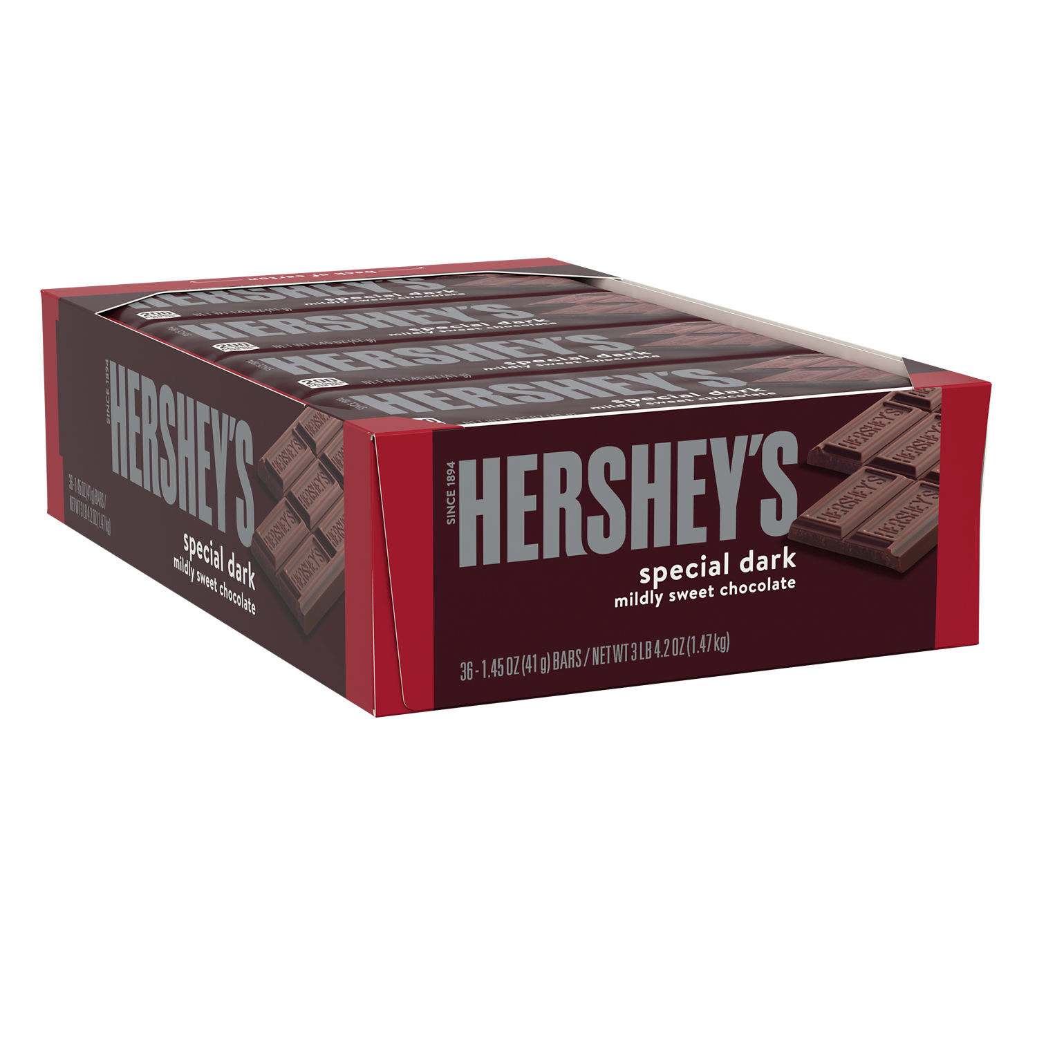 HERSHEY'S Special Dark Mildly Sweet Chocolate Candy Bars, 1.45 oz (36 ...
