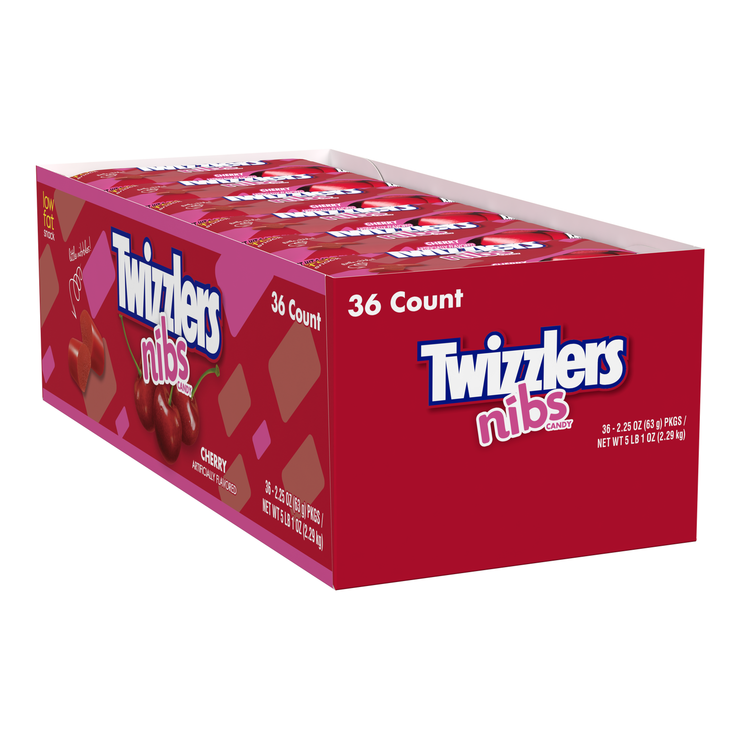 TWIZZLERS NIBS Cherry Flavored Licorice Style Candy Bags, 2.25 oz (36 ...