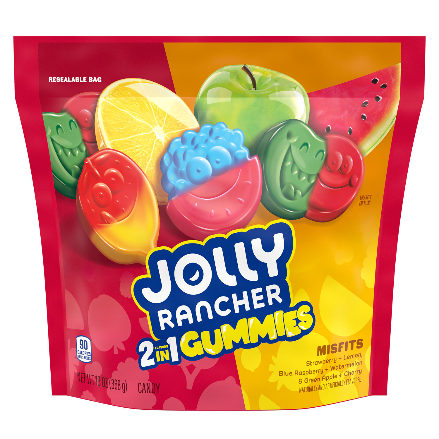 JOLLY RANCHER Gummies Misfits 2-in-1 Fruit Flavored Candy Bag, 13 oz