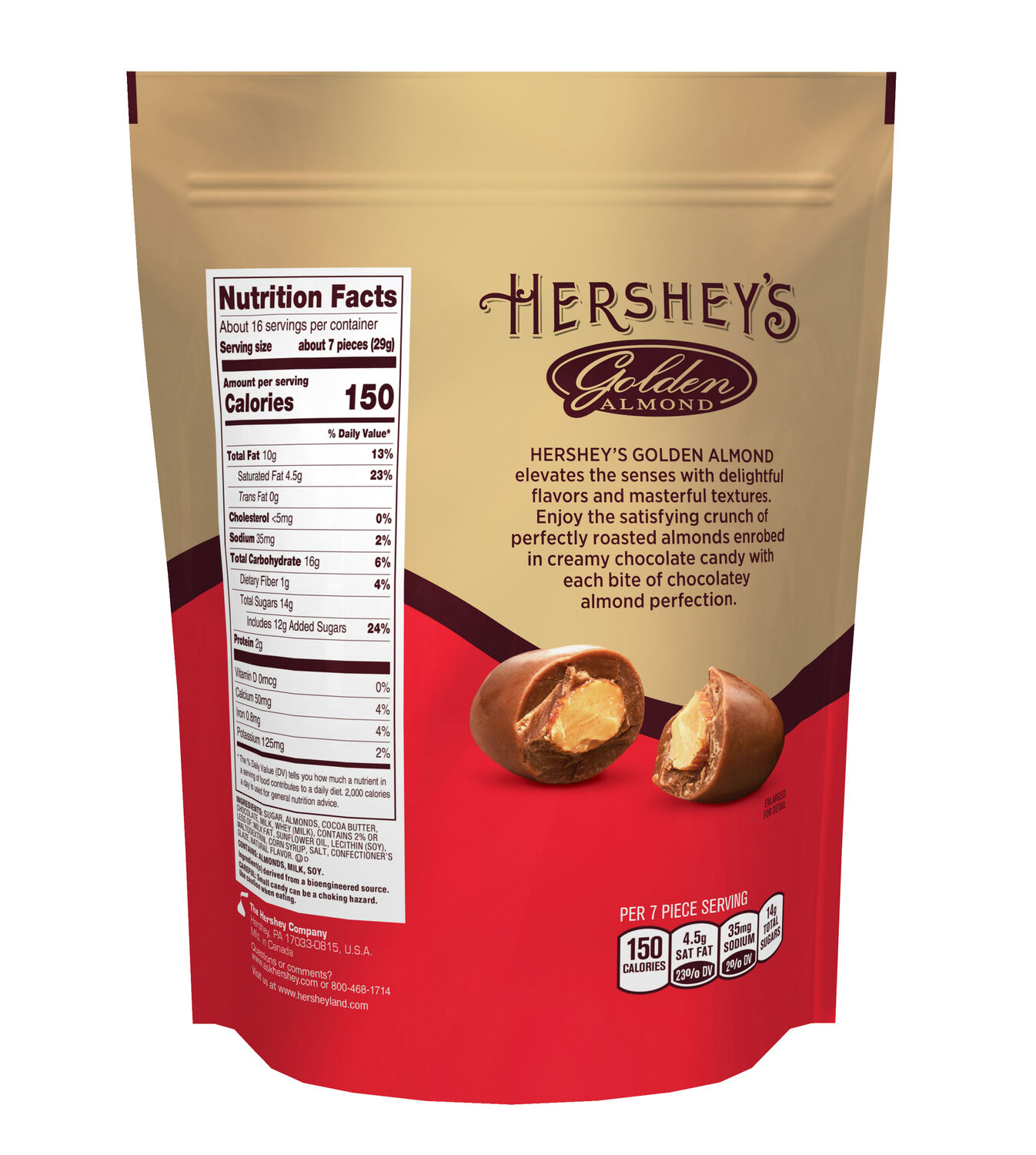 GOLDEN ALMOND Milk Chocolate Covered Almonds 16oz Pouch