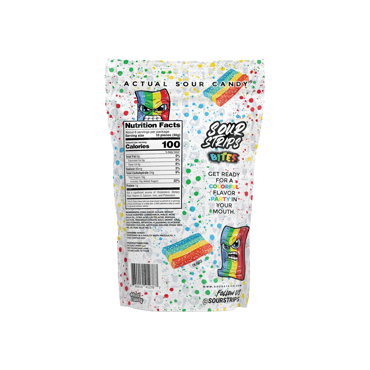 Sour Strips Rainbow Bites Candy Bag, 6.35oz