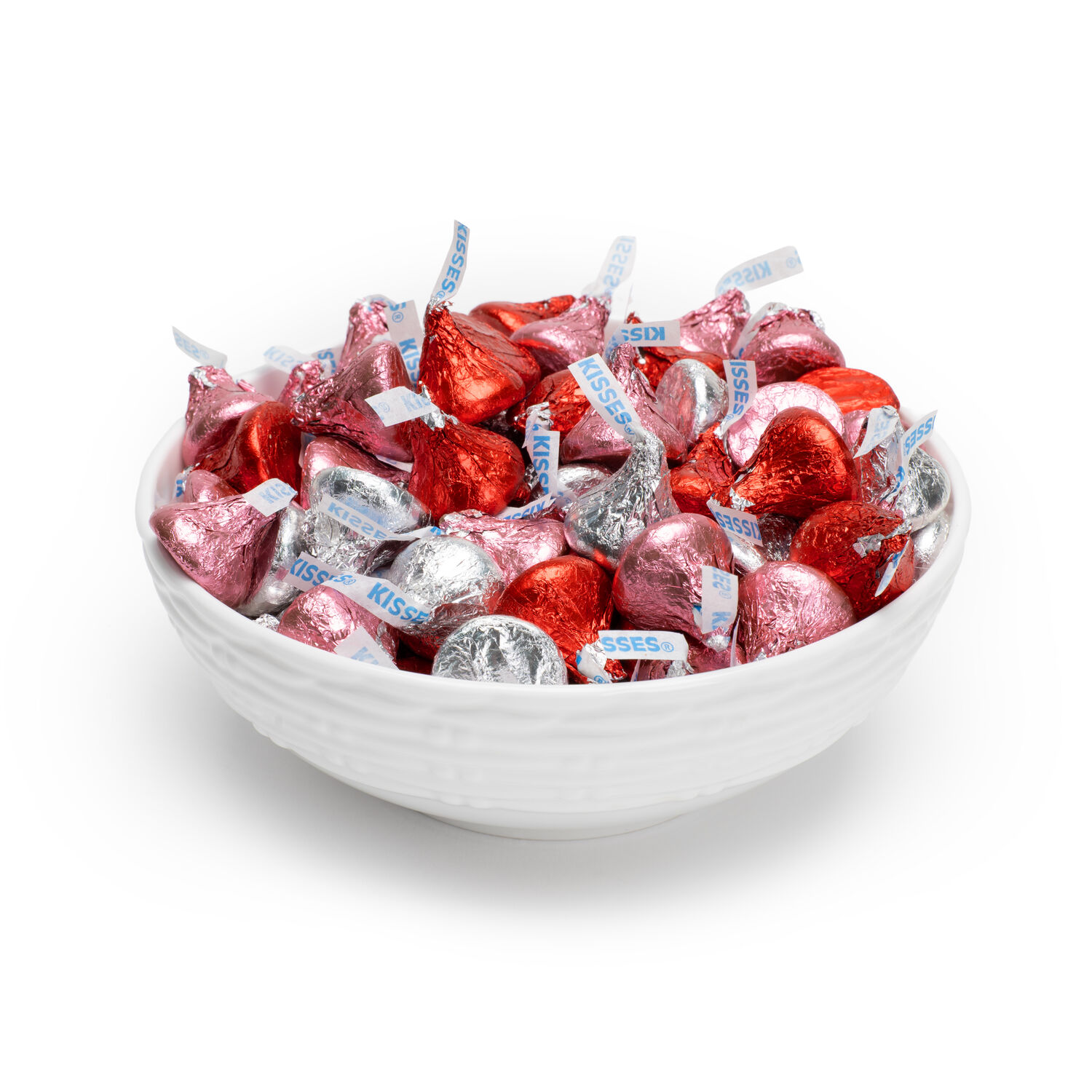 HERSHEY'S KISSES Milk Chocolates in Valentine Red, Pink & Silver Foils ...