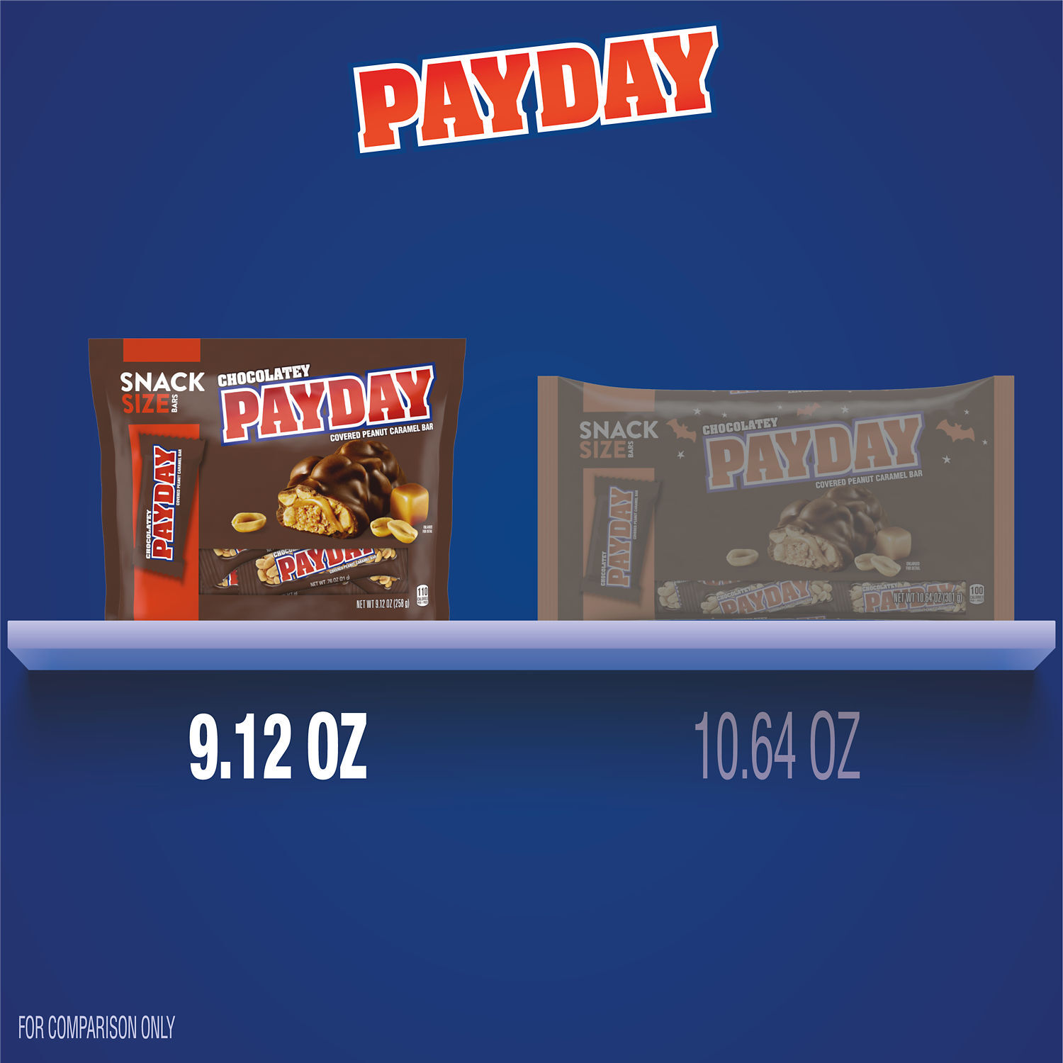 PAYDAY PAYDAY Peanut Caramel Snack Size, Candy Bars Bag, 11.6 oz