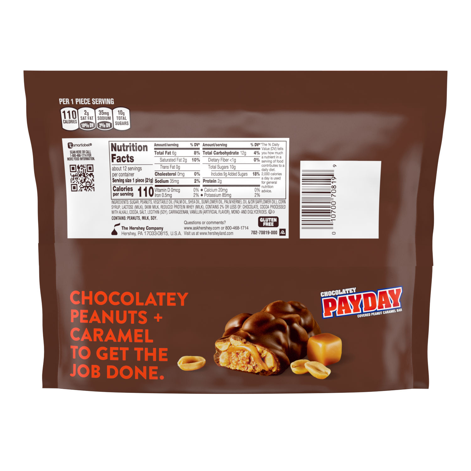 PAYDAY PAYDAY Peanut Caramel Snack Size, Candy Bars Bag, 11.6 oz