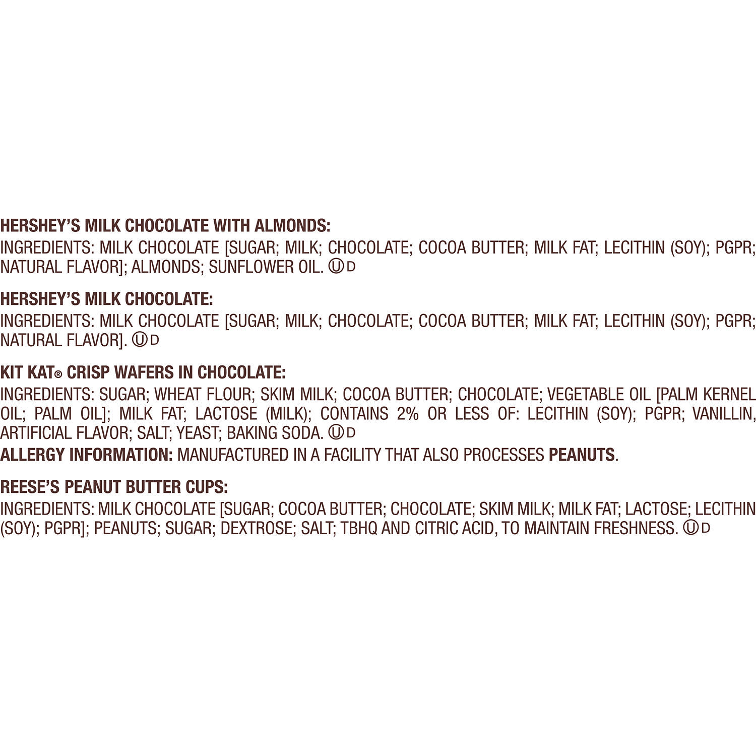 HERSHEY'S Favorite Standard Size Variety Pack 30 Candy Bars