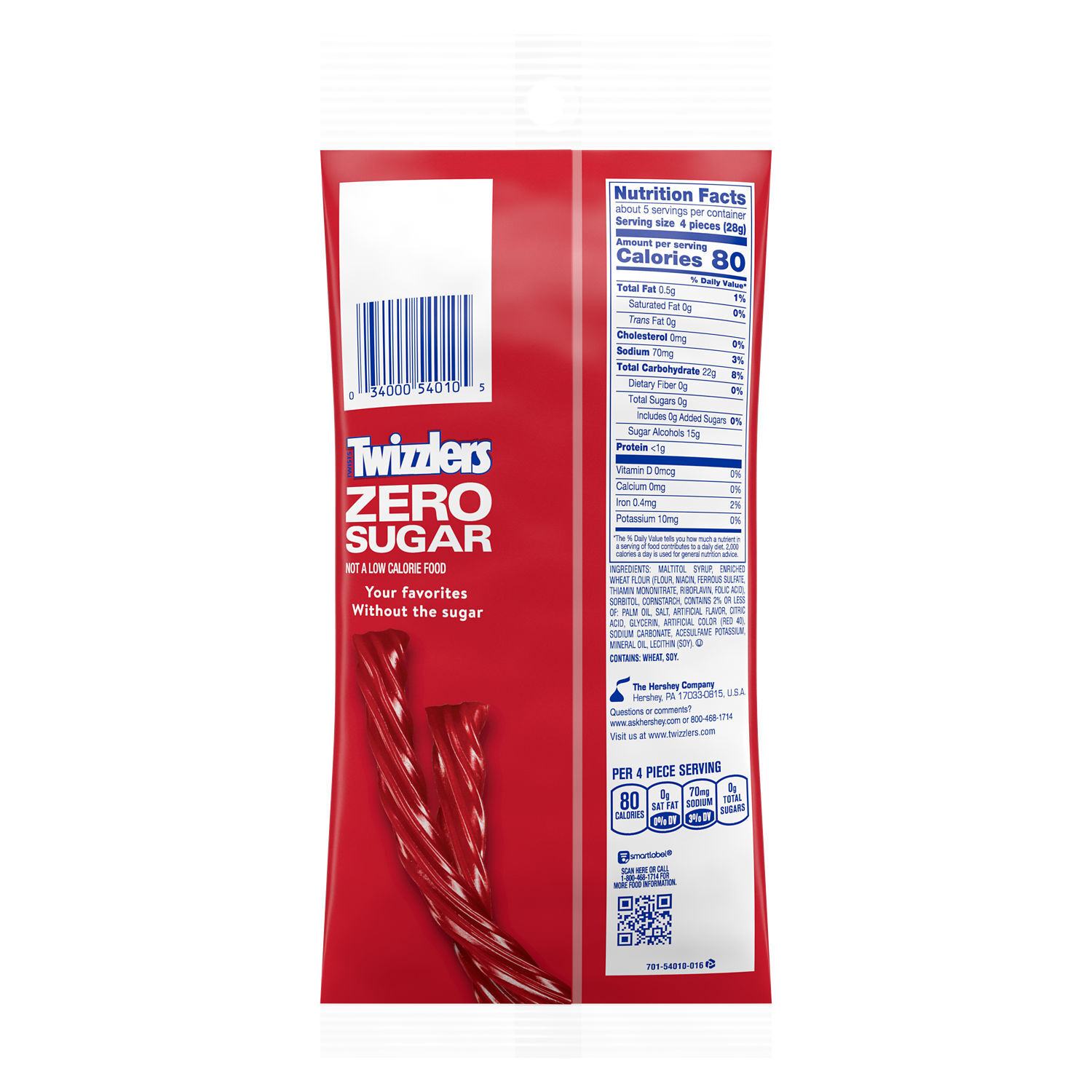 TWIZZLERS Zero Sugar Twists Strawberry Flavored Licorice Style Candy ...