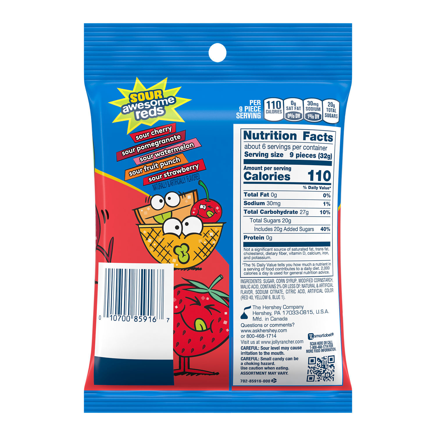 JOLLY RANCHER Gummies Sour Awesome Reds Assorted Fruit Flavored Candy ...