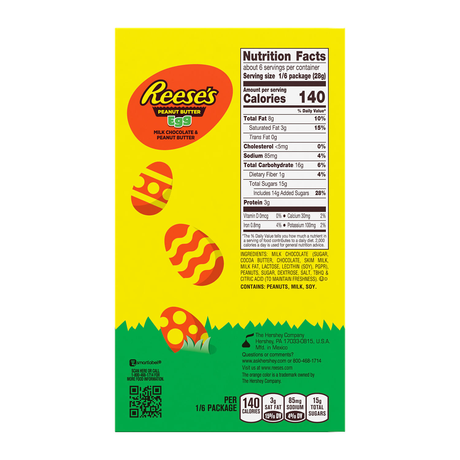 REESE'S Milk Chocolate Peanut Butter Egg, Easter Candy Gift Box, 6 oz