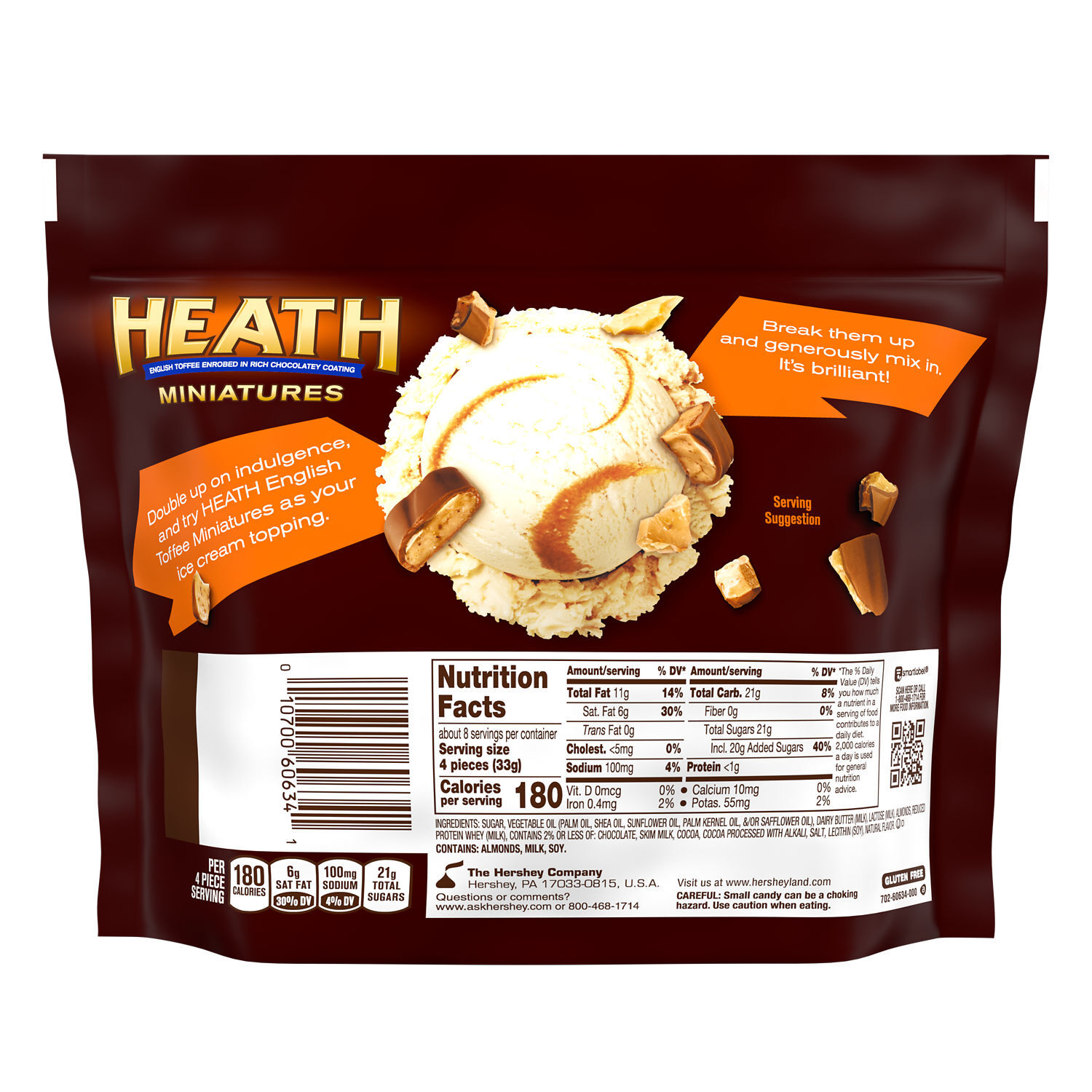 HEATH Miniatures Chocolatey English Toffee Candy Share Pack, 9.1 oz