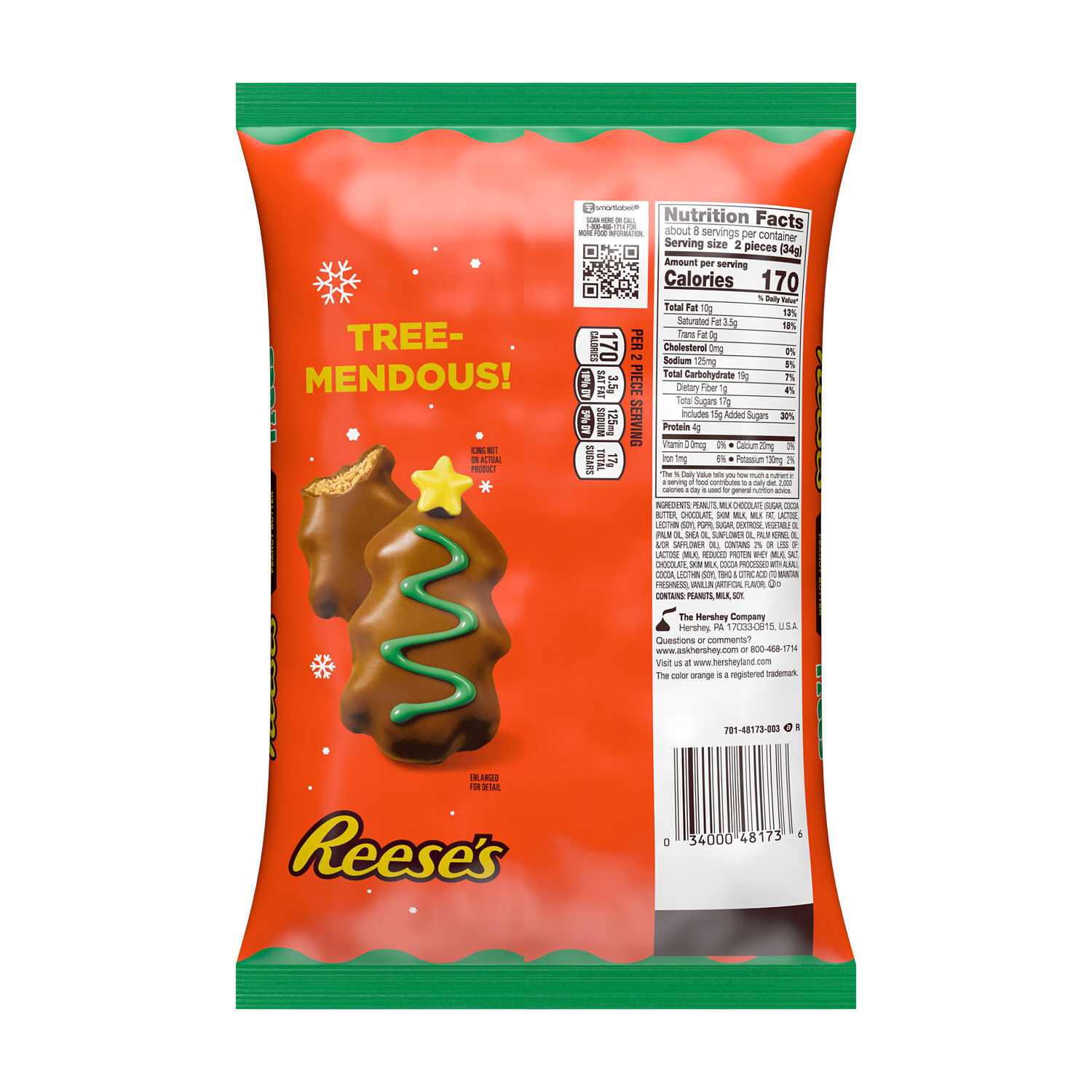 REESE'S Milk Chocolate Snack Size Peanut Butter Trees, Christmas Candy ...