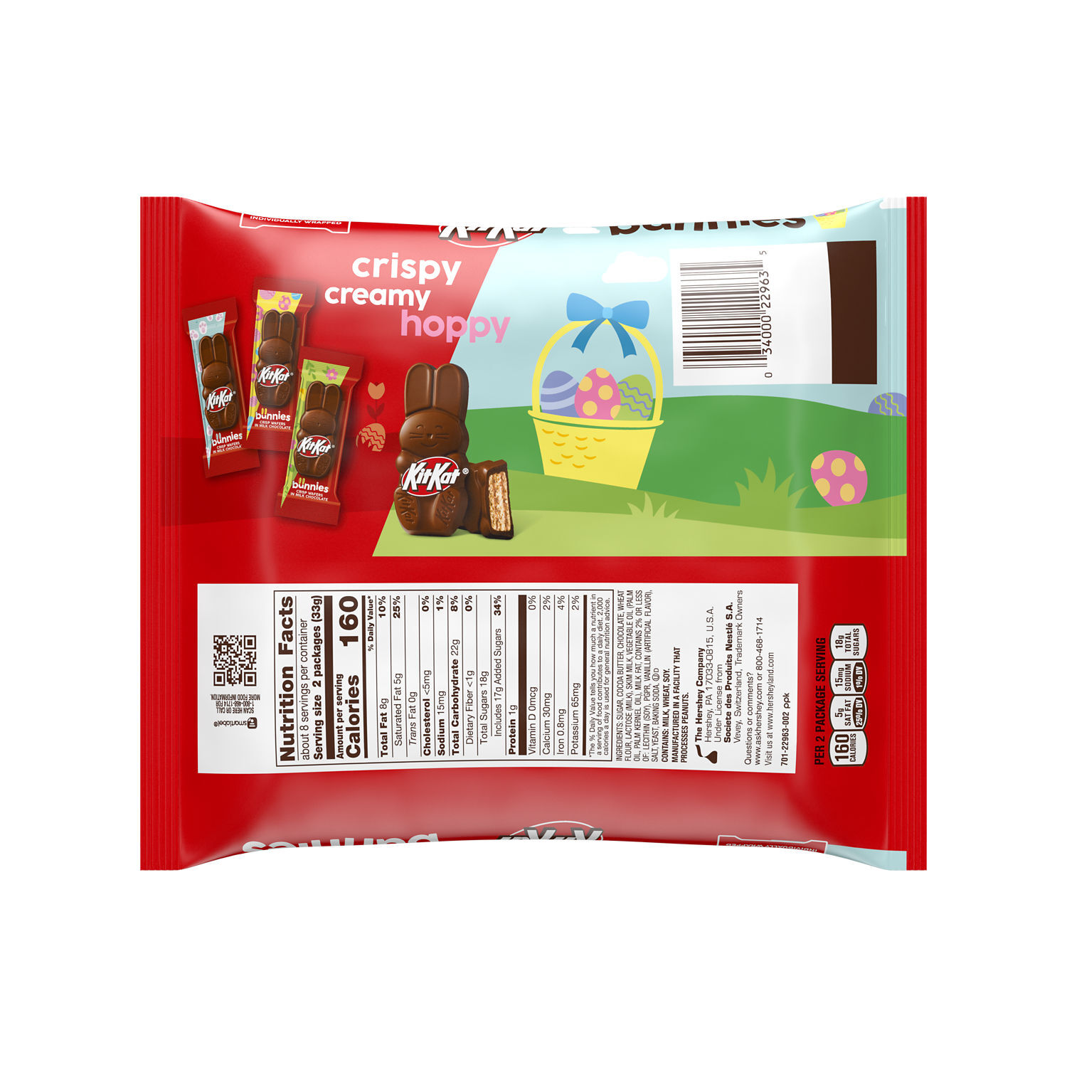 KIT KAT® Milk Chocolate Snack Size Wafer Bunnies, Easter Candy Bag, 8.85 oz
