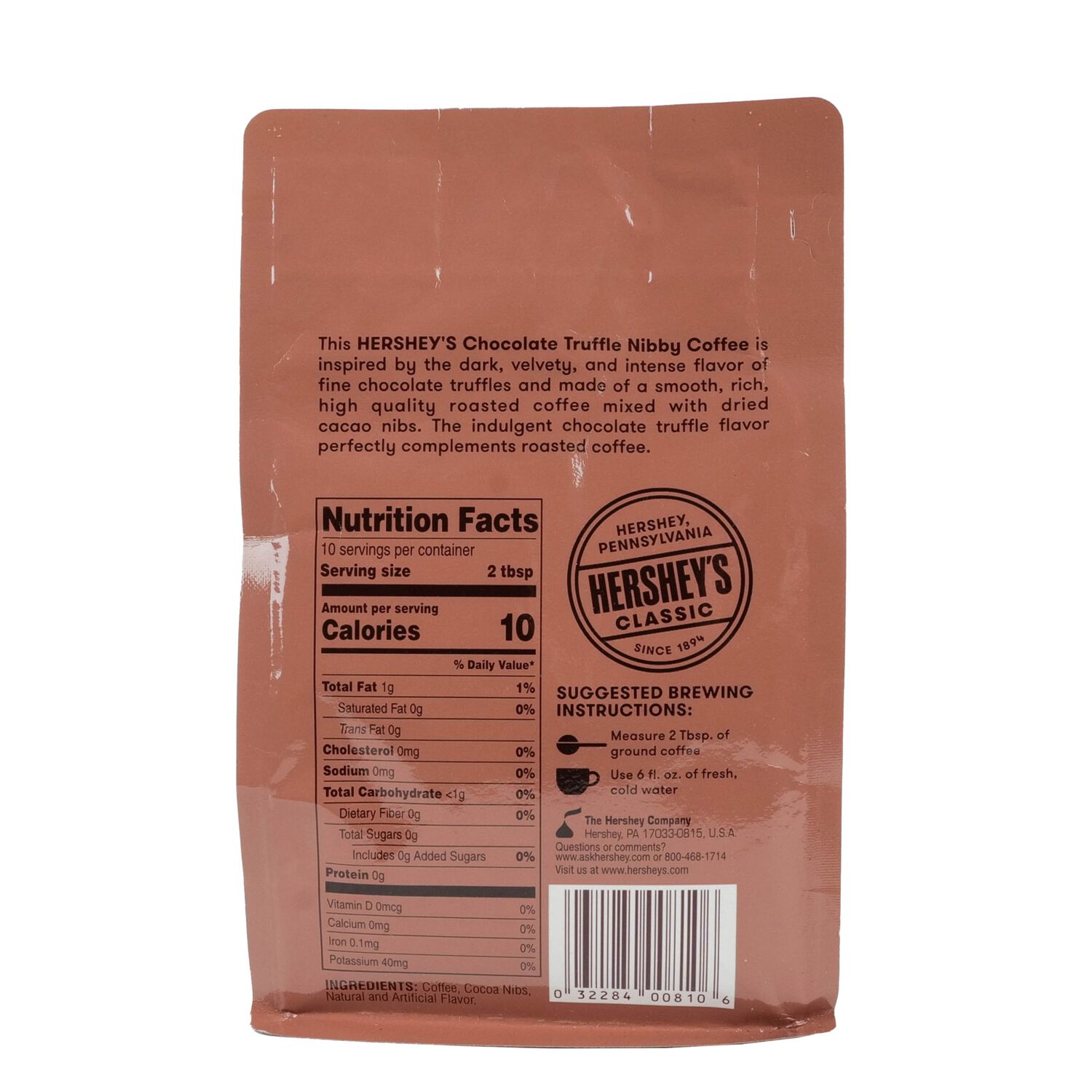 HERSHEY'S Nibby Coffee Chocolate Truffle Flavor 10oz Bag