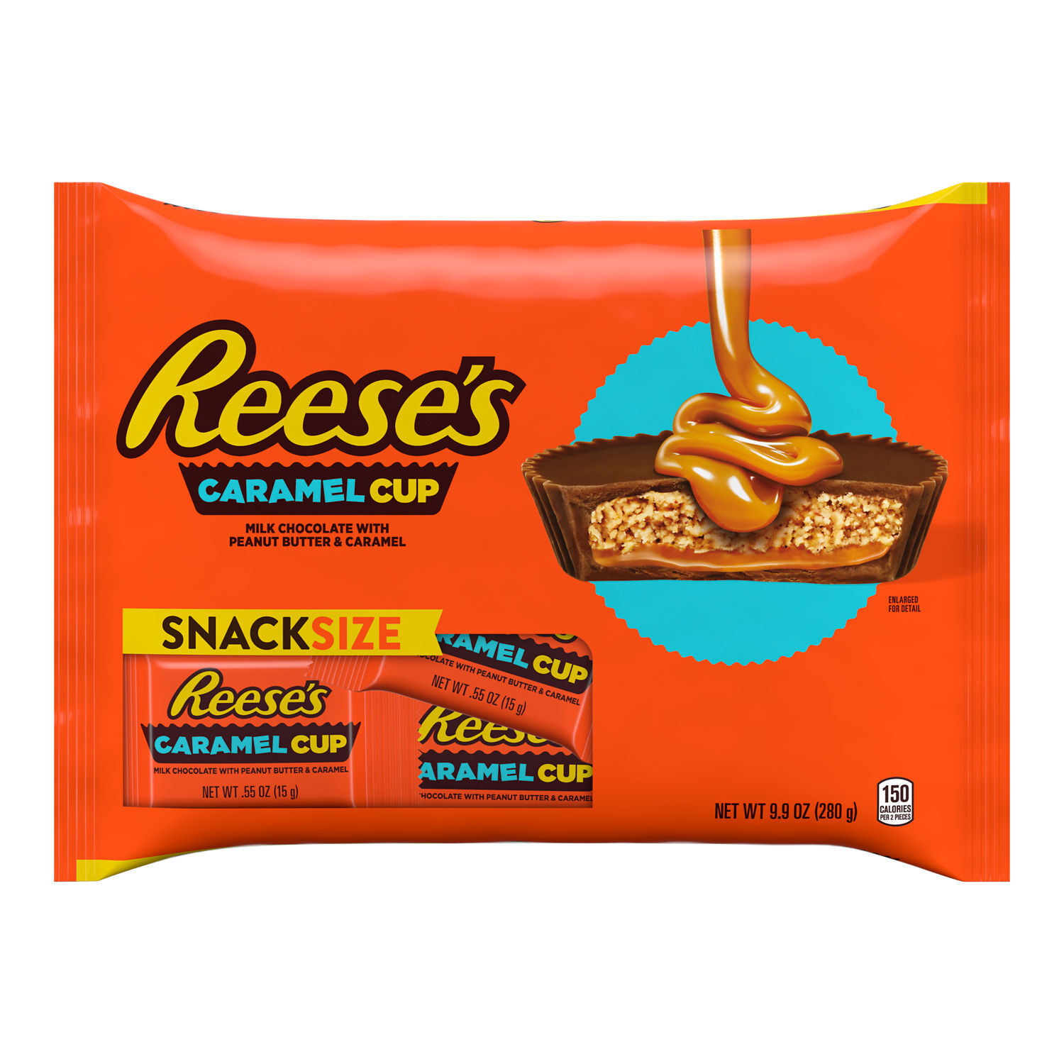 REESE'S Milk Chocolate Caramel Peanut Butter Snack Size Cups, Candy Bag ...