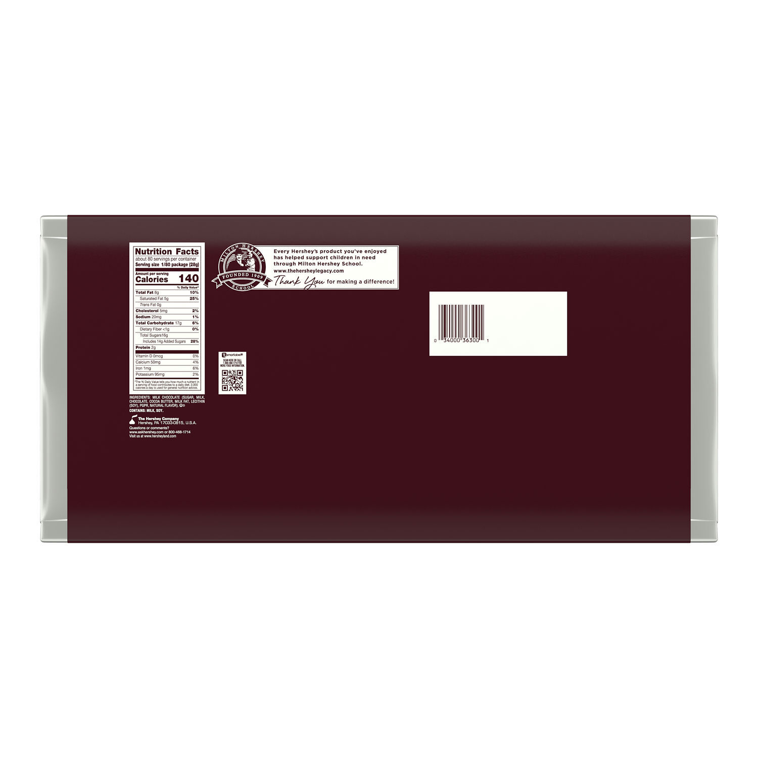 HERSHEY’S World's Largest Milk Chocolate Giant Candy Bar 5lbs