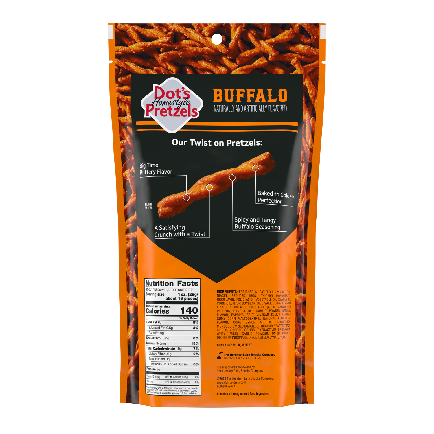 DOT'S HOMESTYLE PRETZELS Buffalo Seasoned Pretzel Twists, 16oz bag