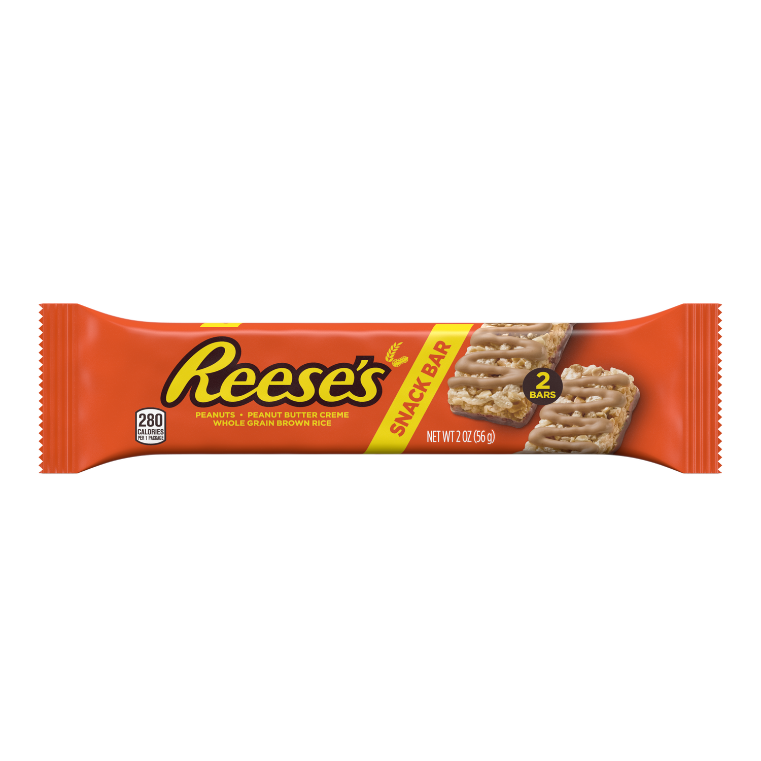 REESE'S Peanuts and Peanut Butter Creme Whole Grain Rice Snack 2 oz Bar