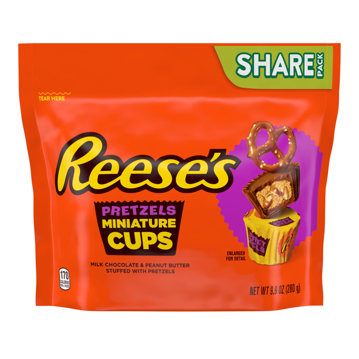 REESE'S Milk Chocolate Peanut Butter Cups with Pretzels Miniatures 9 ...
