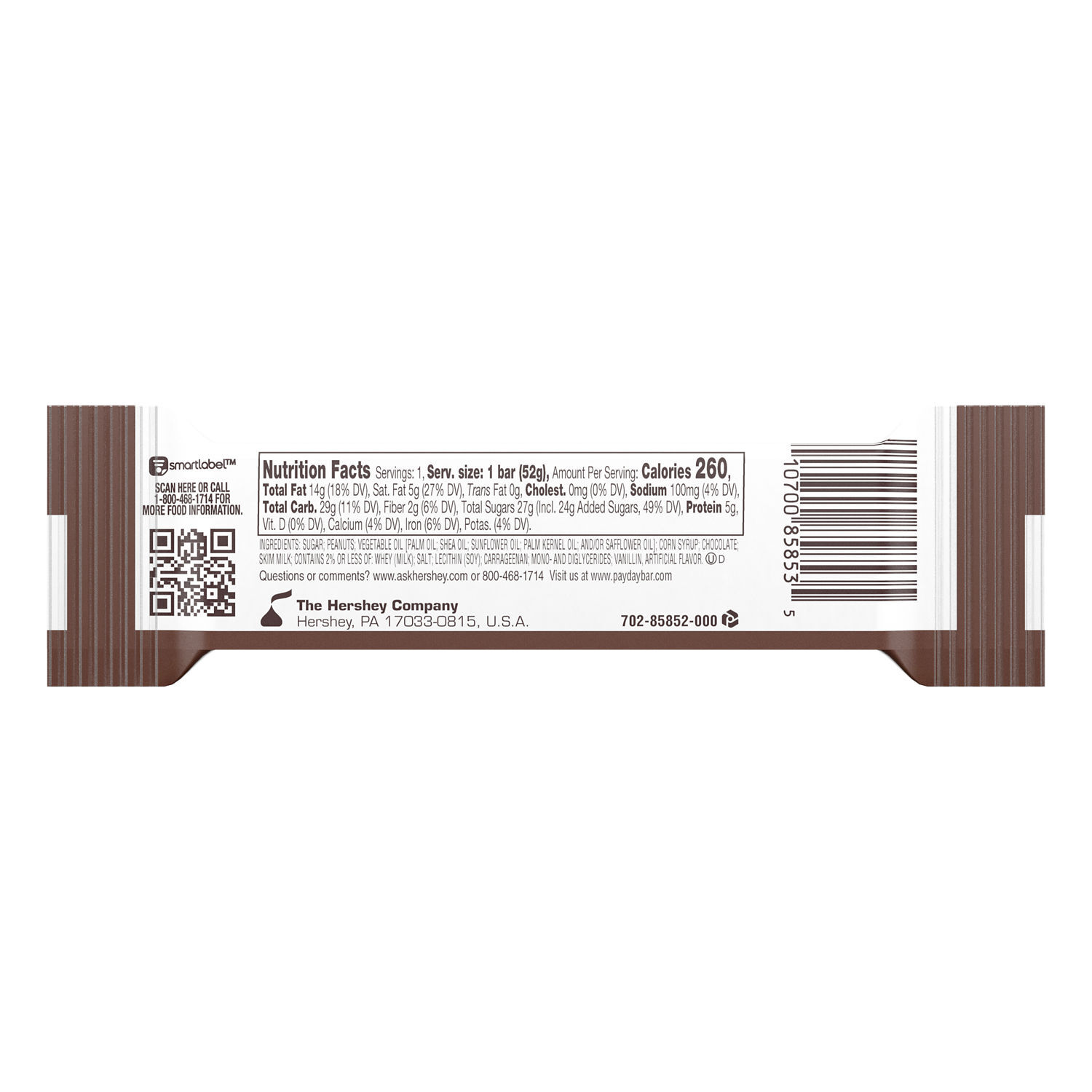 PAYDAY Milk Chocolate Peanut Caramel Standard Size 1.85oz Candy Bar