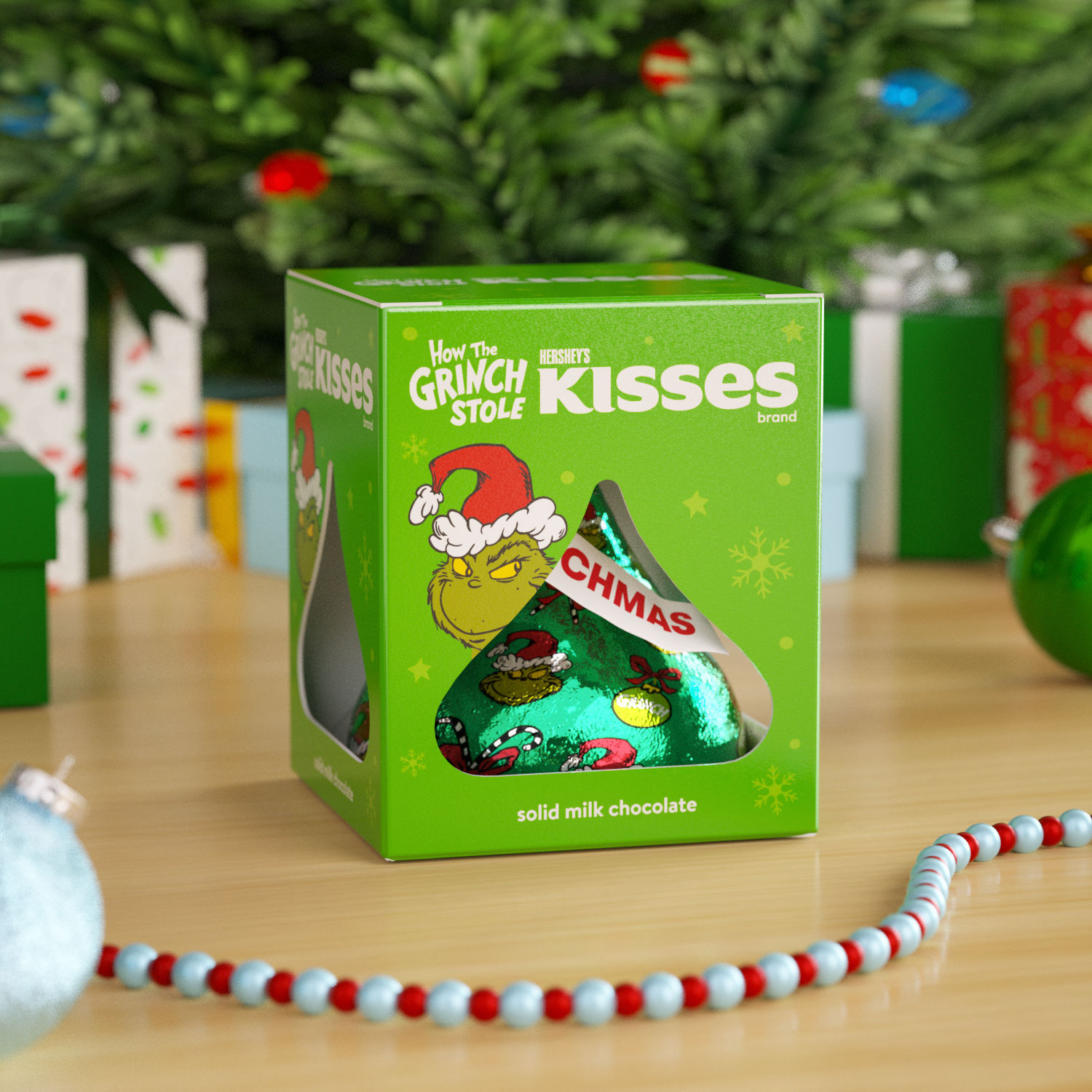 HERSHEY'S KISSES Grinch Solid Milk Chocolate, Christmas Candy Gift Box ...