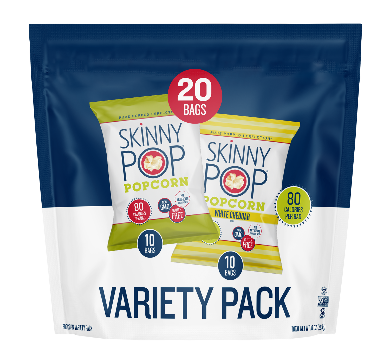SKINNYPOP Variety Pack Original and White Cheddar Popped Popcorn Bags ...