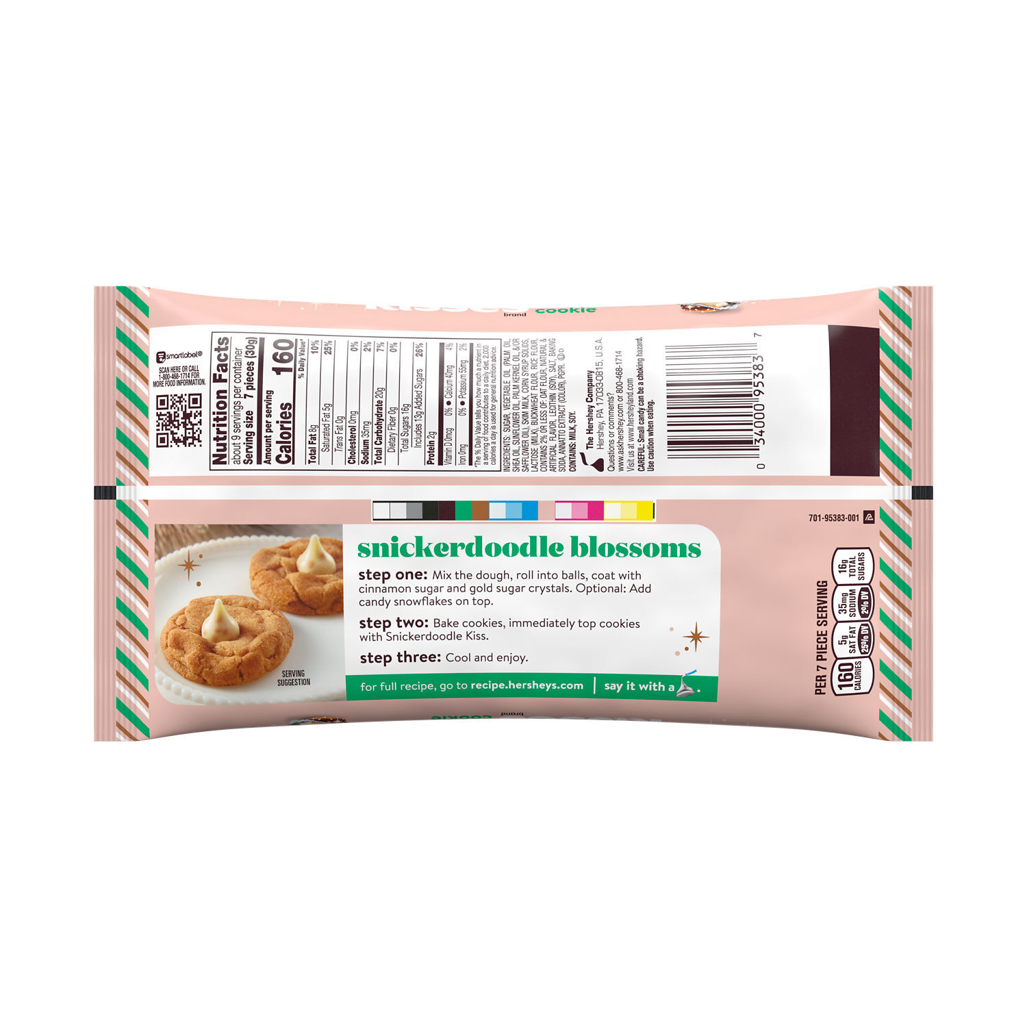 HERSHEY'S KISSES Snickerdoodle Cookie Flavored Christmas Candy Bag, 9 oz