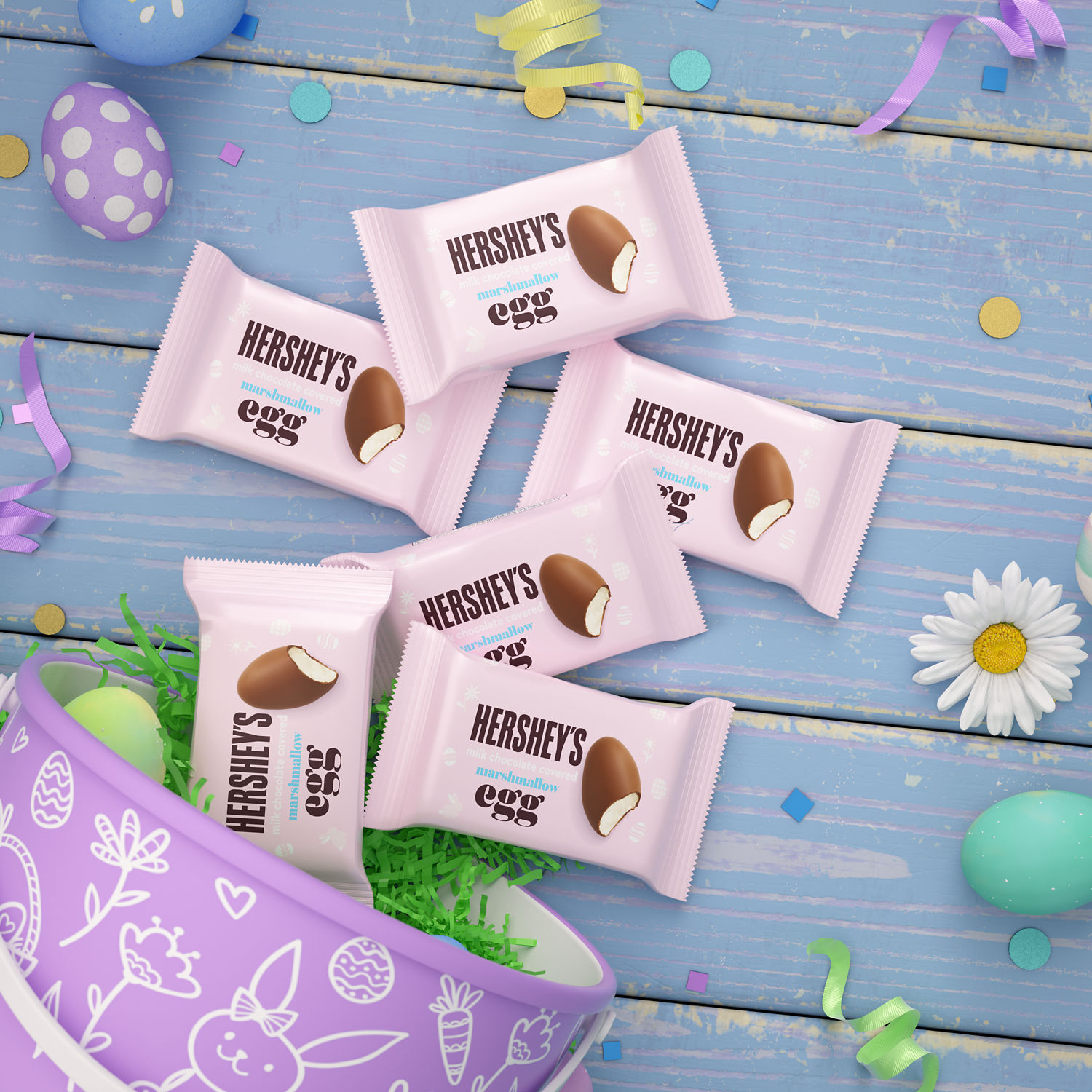 HERSHEY'S Milk Chocolate Covered Marshmallow Eggs, Easter Candy Pack, 0 ...