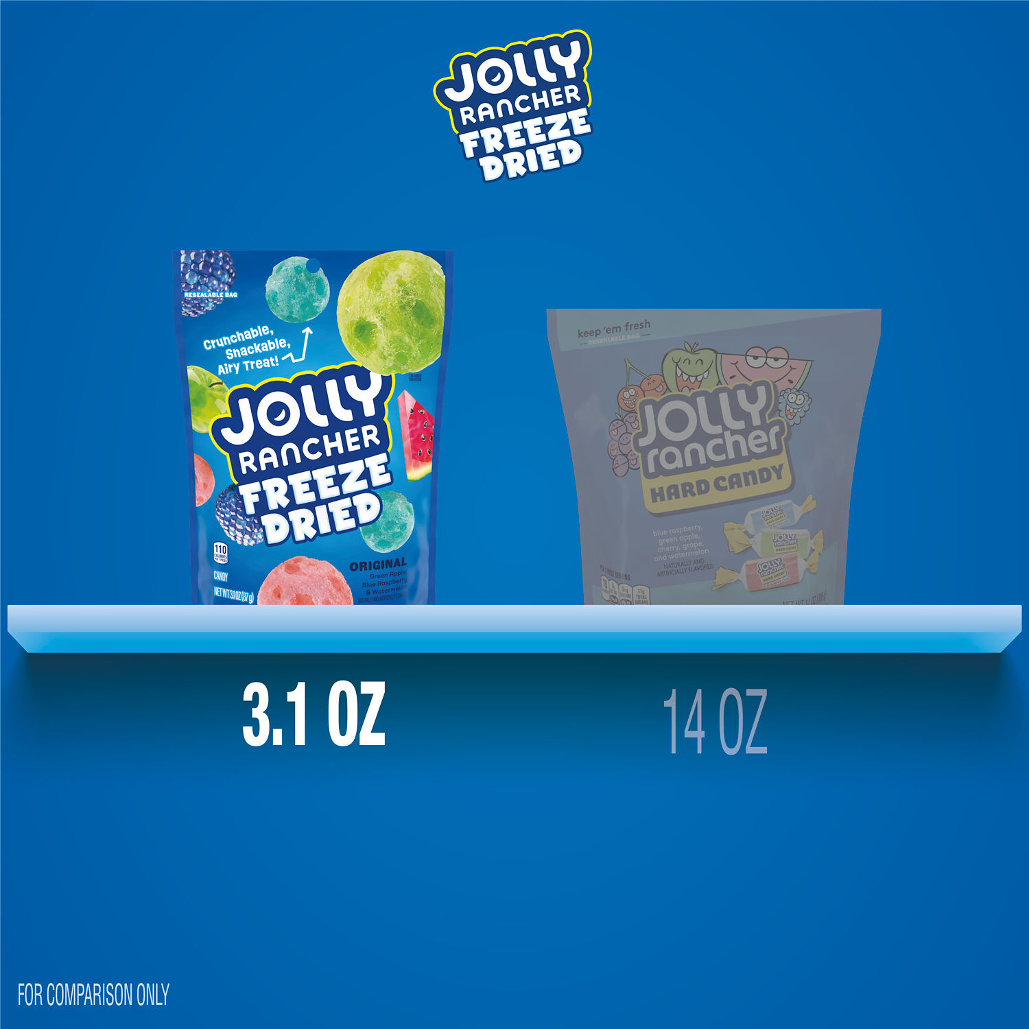 JOLLY RANCHER Freeze Dried Original Fruit Flavored Candy Bag, 3.1 oz