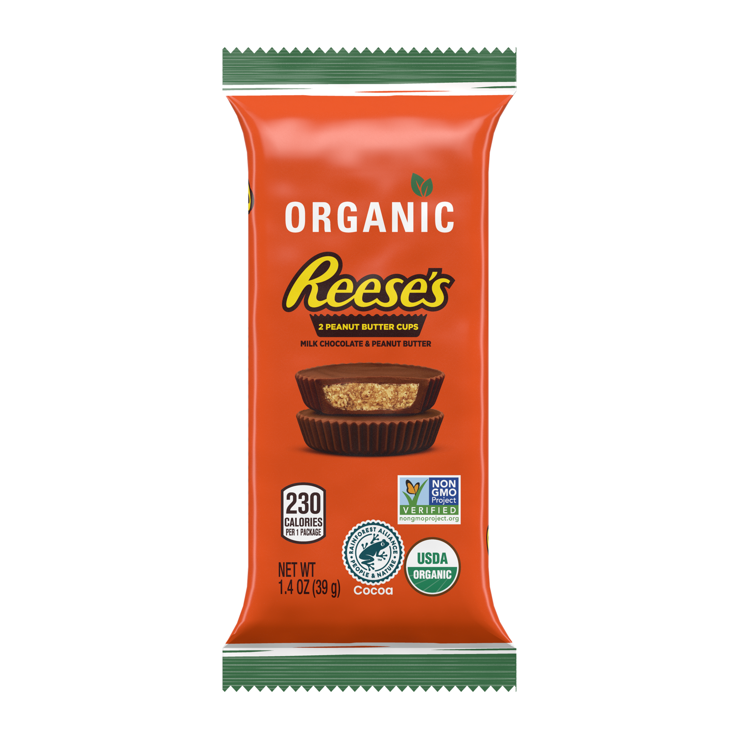 REESE'S Organic Milk Chocolate Peanut Butter Cups Standard Size 1.4 oz ...
