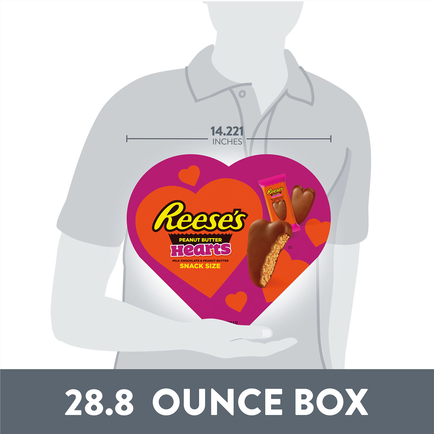 REESE'S Milk Chocolate Peanut Butter Snack Size Hearts, Valentine's Day ...