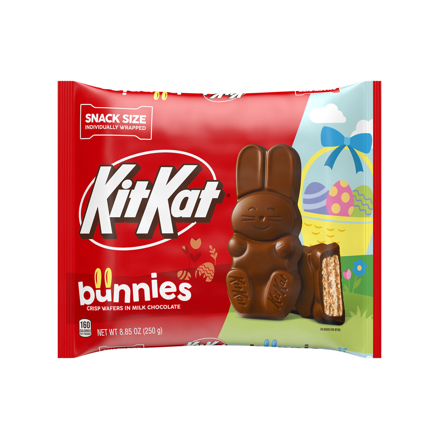 KIT KAT® Milk Chocolate Snack Size Wafer Bunnies, Easter Candy Bag, 8.85 oz
