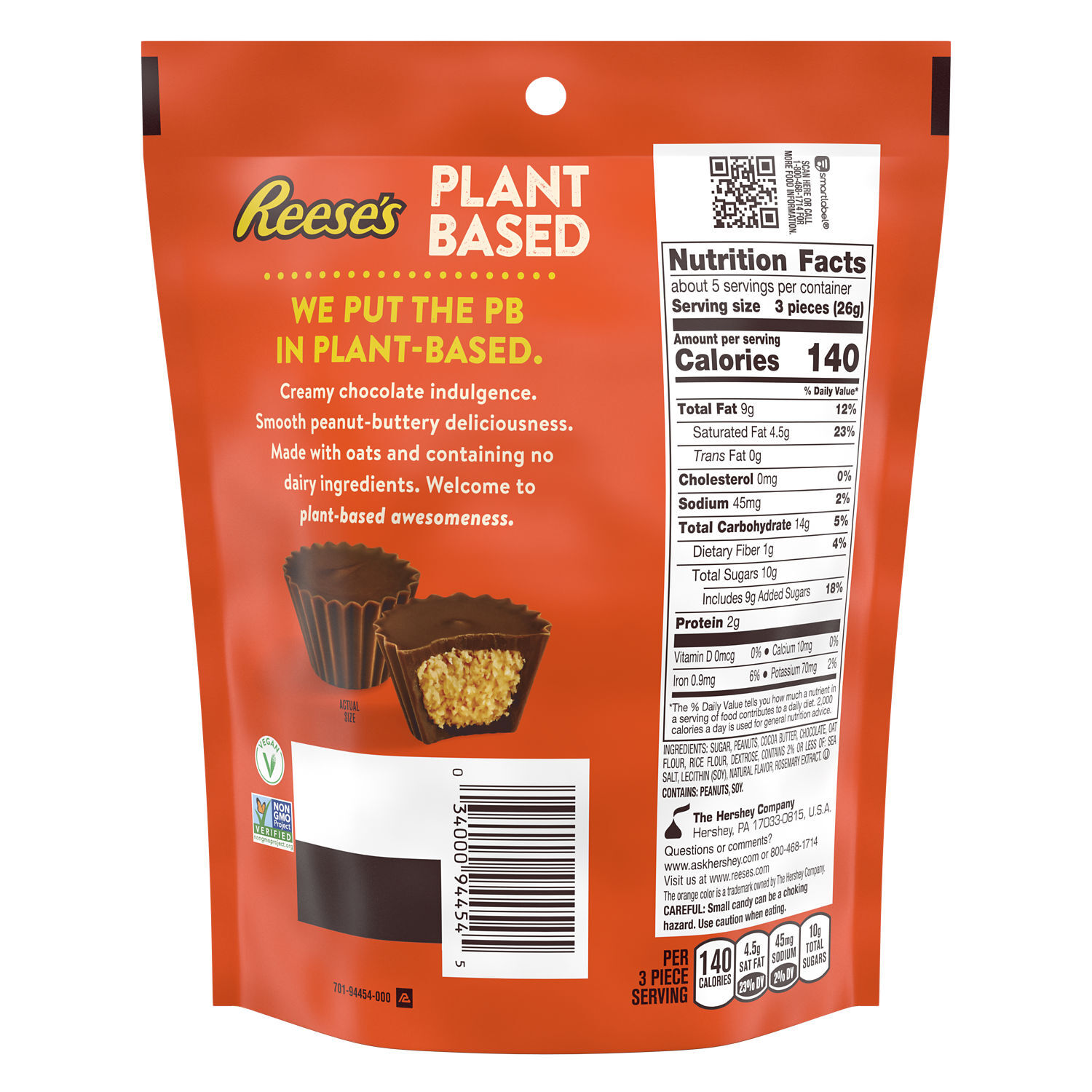 REESE'S Miniatures Plant Based Oat Chocolate Confection Peanut Butter ...