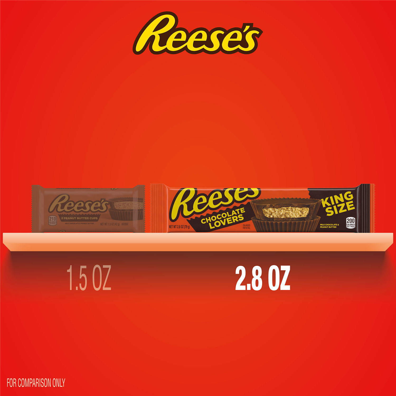 REESE'S Chocolate Lovers Milk Chocolate Peanut Butter Cup King Size Bar 2.8 oz.