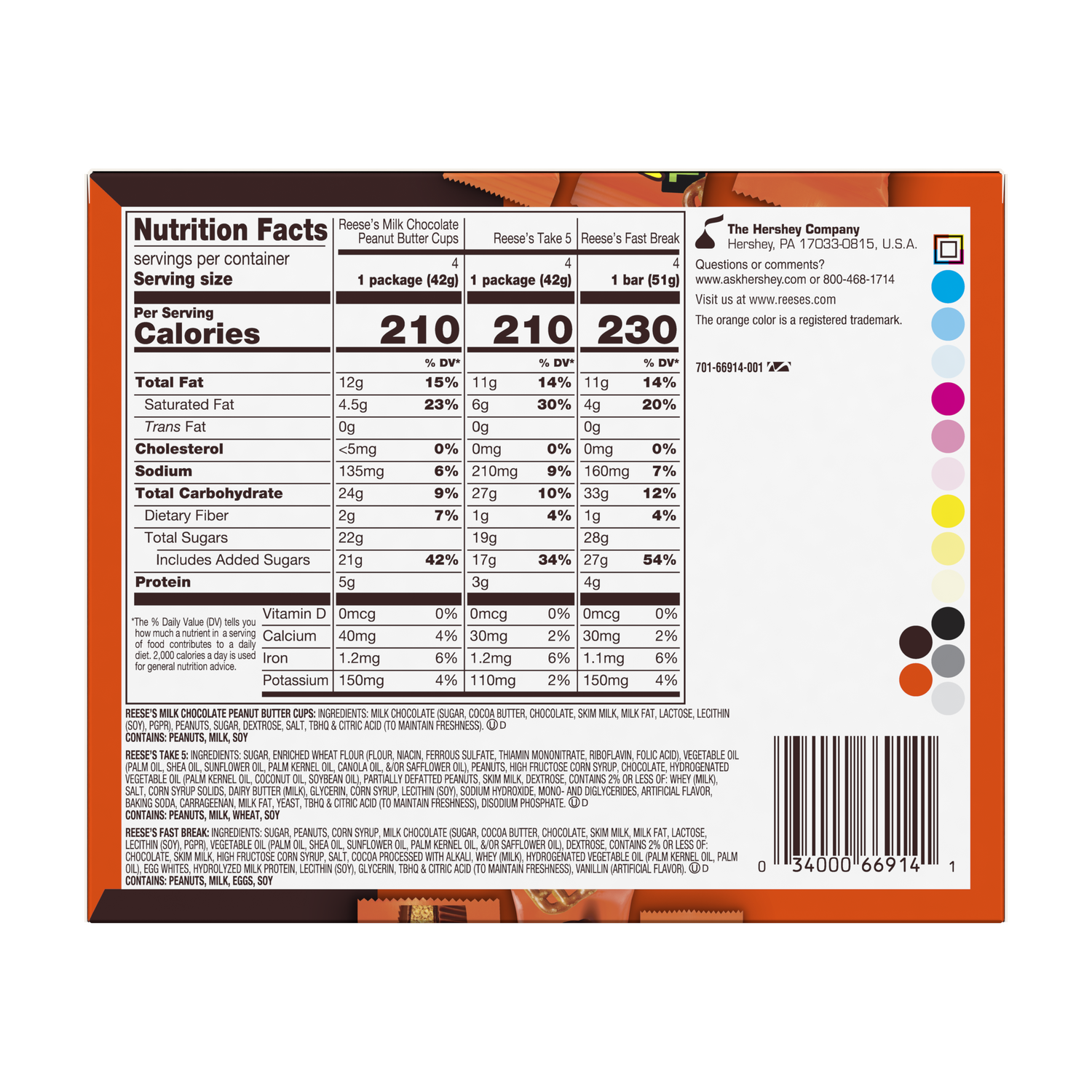 REESE'S Milk Chocolate Standard 12pcs Variety Pack Candy Bars