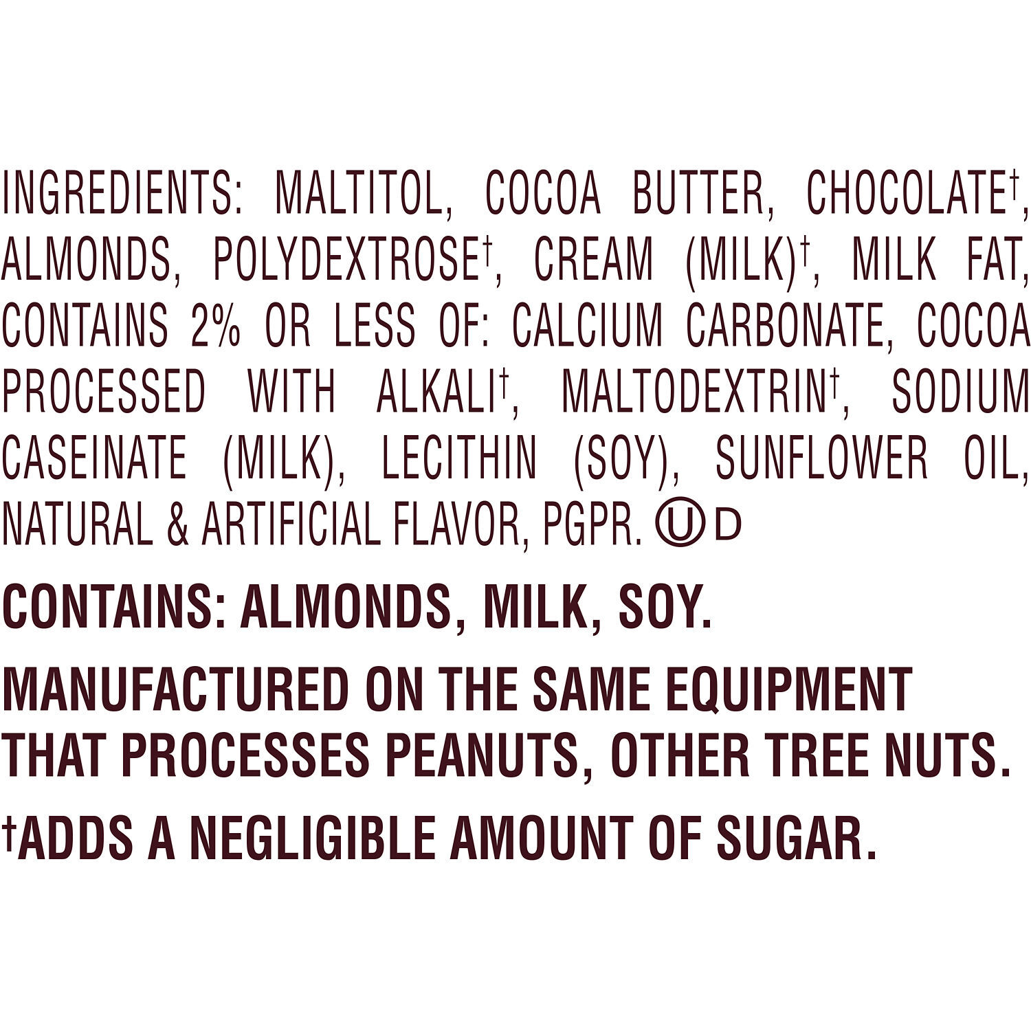 HERSHEY'S ZERO SUGAR Milk Chocolate With Almonds Miniatures 5.1oz Candy Bag