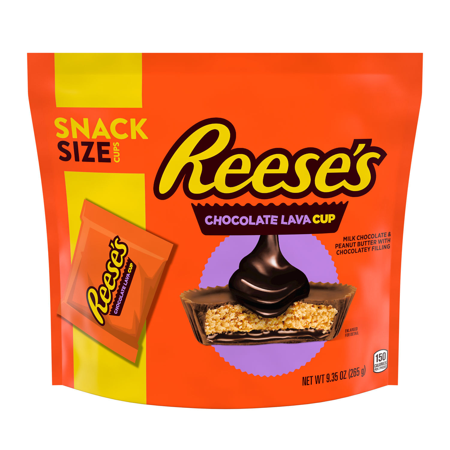 REESE'S Chocolate Lava Milk Chocolate Snack Size Peanut Butter Cups Candy Bag, 9.35 oz