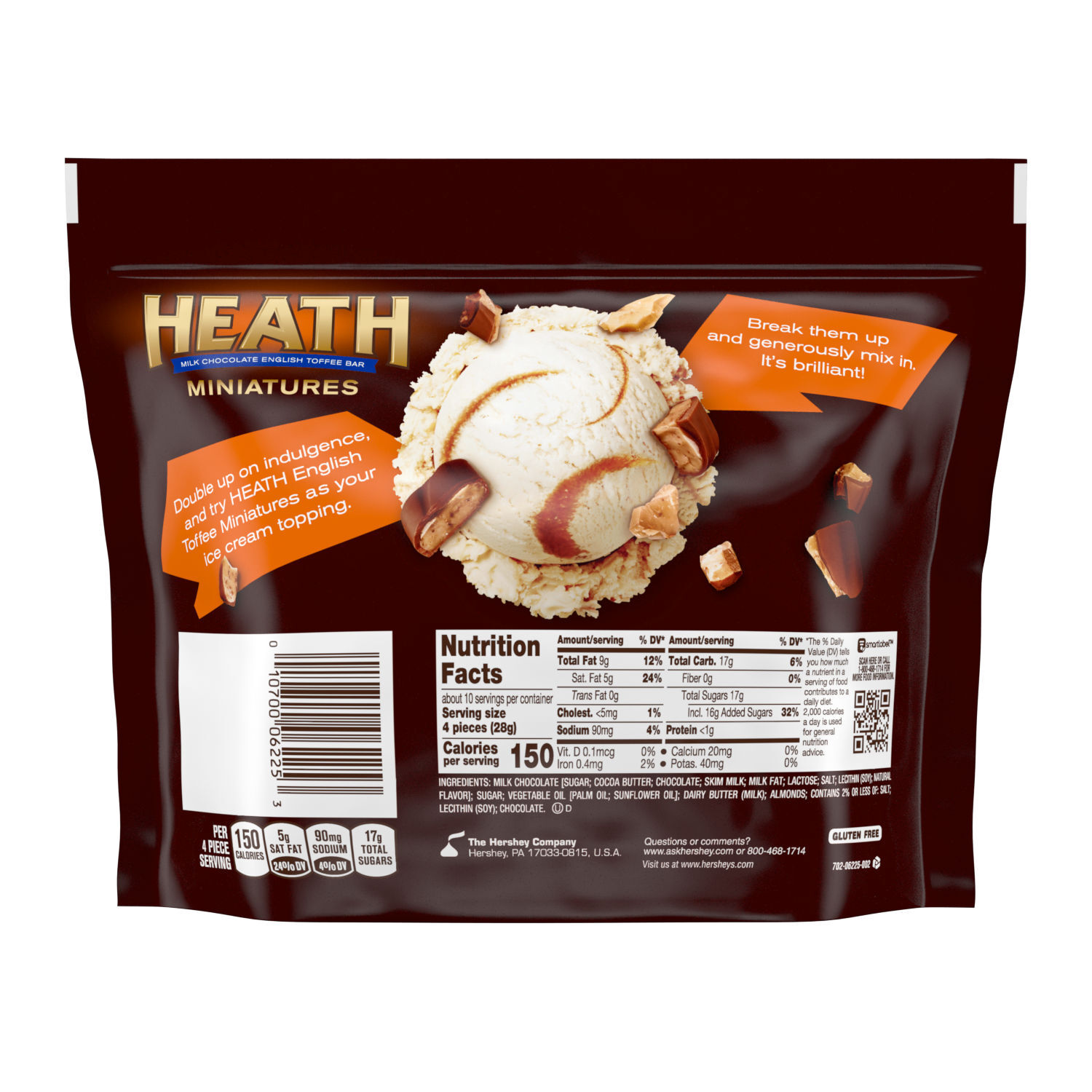 HEATH Chocolate English Toffee Miniatures 10.2oz Candy Bag